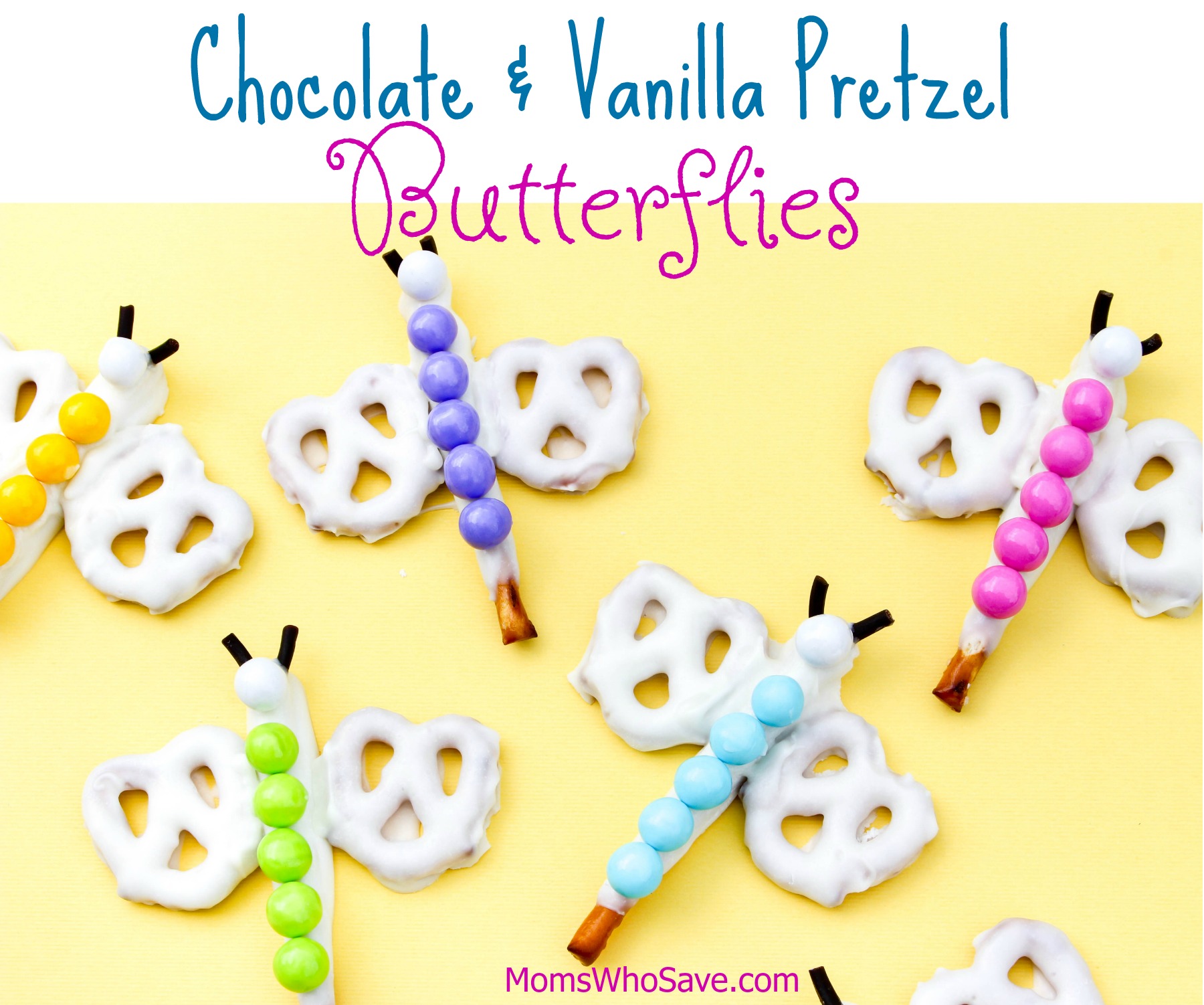 Adorable Chocolate And Vanilla Pretzel Butterflies | MomsWhoSave.com