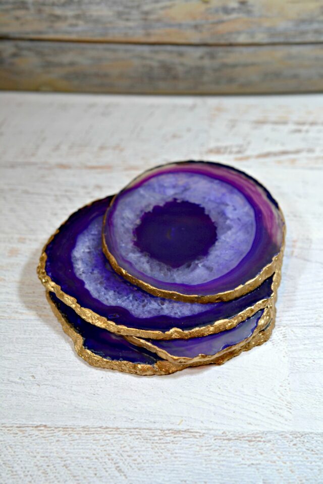 Gorgeous DIY Agate Slice Coasters With Gilded-Edges | MomsWhoSave.com