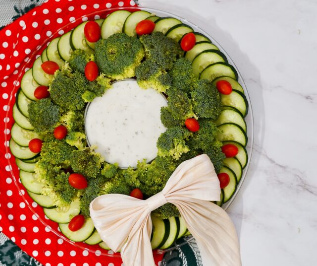 Christmas Wreath Veggie Tray | MomsWhoSave.com