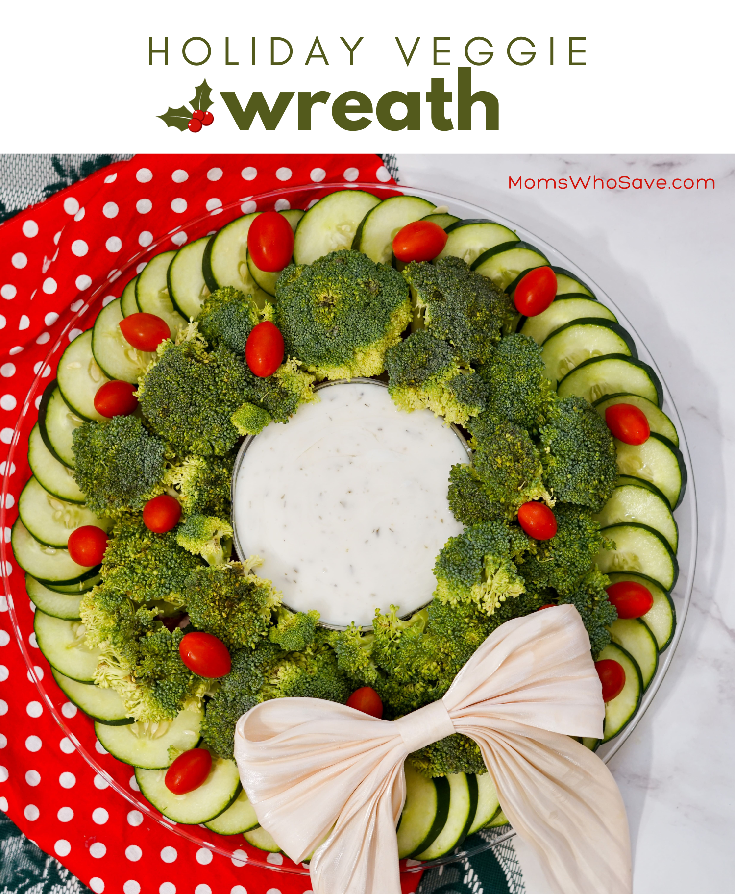 Christmas Wreath Veggie Tray | MomsWhoSave.com