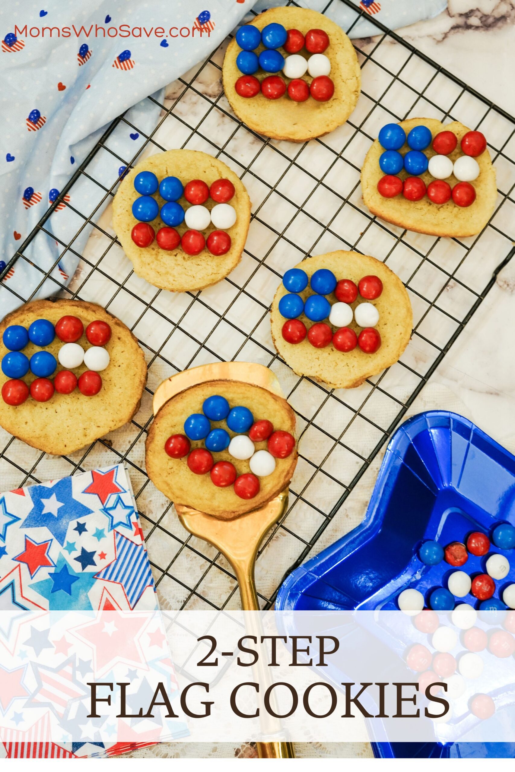 Red, White, & Blue Flag Cookies: A 2-Ingredient Recipe | MomsWhoSave.com