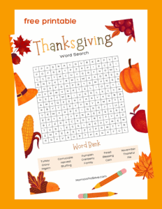 Free Thanksgiving Word Search PDF Printable | MomsWhoSave.com
